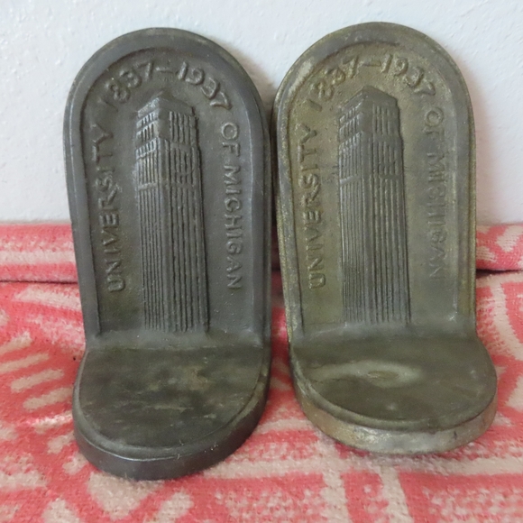Vintage | Other | Vintage University Of Michigan Bronze Bookend 93s ...